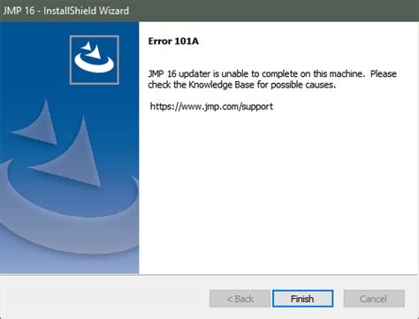 An Error 101a Message Appears When You Are Running The Jmp® Annual