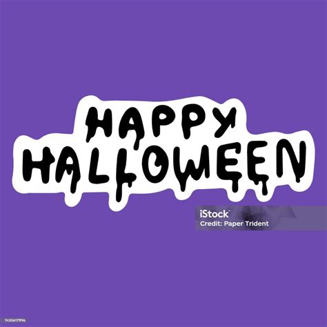 해피 할로윈 10 월 휴가 편지 필기 텍스트 헬로윈 서예 유령 같은 인용문 타이포그래피 서예 예술 필기가있는 스티커 격리된 플랫 벡터 일러스트 레이 션 10월에 대한 스톡