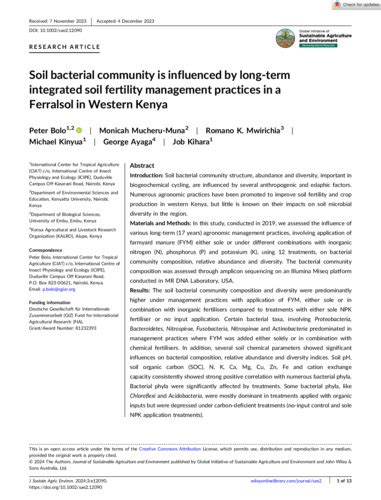 Soil bacterial community is influenced by long‐term integrated soil fertility management ...