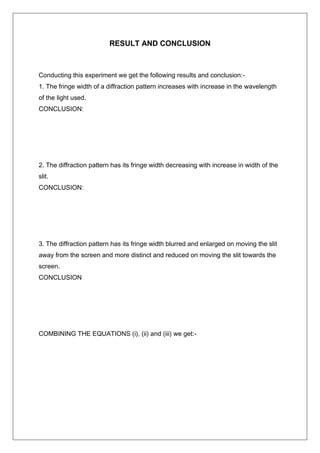 DIFFRACTION OF LIGHT Pdf Cbse Investigatory PDF