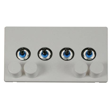 Click Definity Polar White 4 Gang 2 Way 100W LED Dimmer Switch With Cover Plate UKES