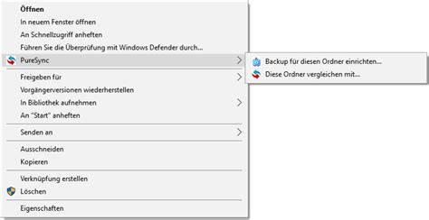 Explorer Context Menu Screenshots Puresync