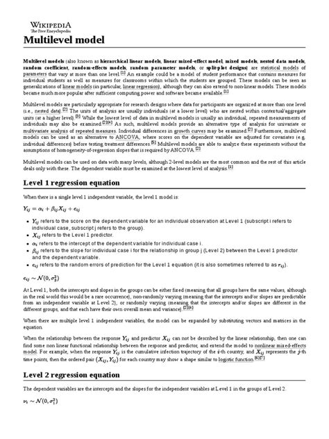 Multilevel Model Pdf Multilevel Model Dependent And Independent