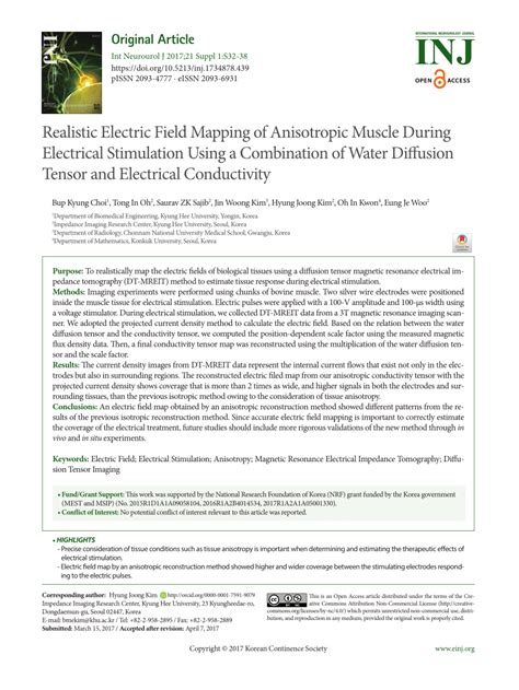 Pdf Realistic Electric Field Mapping Of Anisotropic Muscle During Electrical Stimulation Using