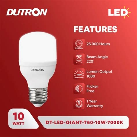 Jual Lampu Bohlam Led Putih Hemat Energy Dutron T Bulb Shopee Indonesia