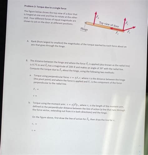 Solved Problem 3 Torque Due To A Single Force The Figure Chegg Com