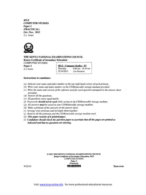 2012 Kcse Computer Paper 2 Pdf