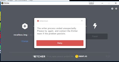 the writer process ended unexpectedly etcher · issue 2020 · balena io etcher · github