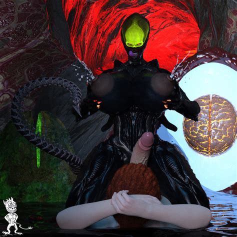 Rule 34 Alien Alien Human Alien Franchise Chup Cabra Female Xenomorph Glowing Eyes Huge