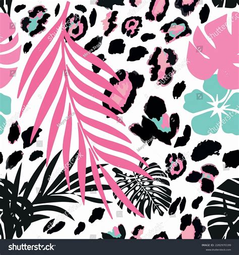 Seamless Leopard Skin Pattern Pink Blue Stock Vector Royalty Free