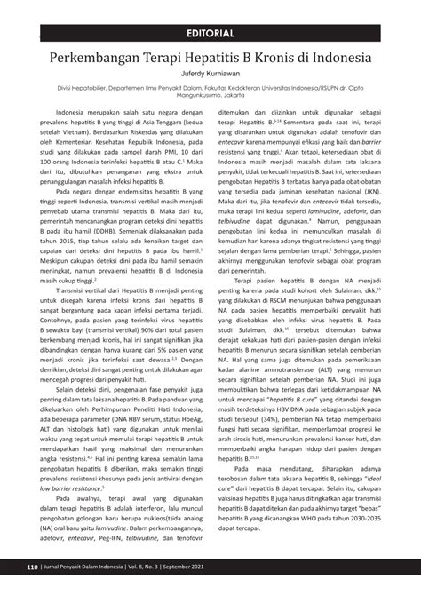 PDF Perkembangan Terapi Hepatitis B Kronis Di Indonesia