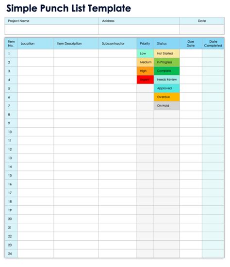 Construction Punch List Templates Free And Customizable Smartsheet