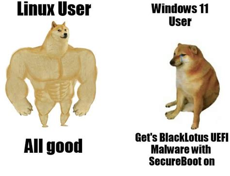 Windows With Uefi And Secureboot Vs Linux Made With Foss Rlinuxmemes