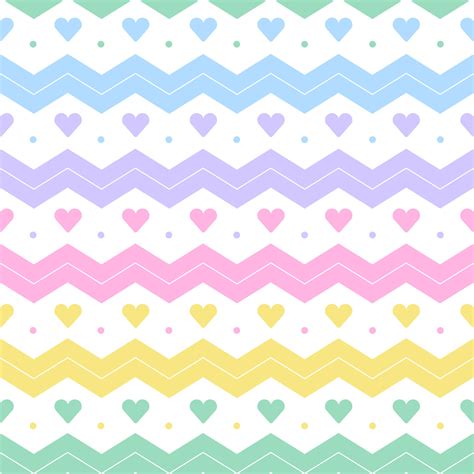 Rainbow Pastel Heart Horizontal Zig Zag Line Stripe Dot Dash Line