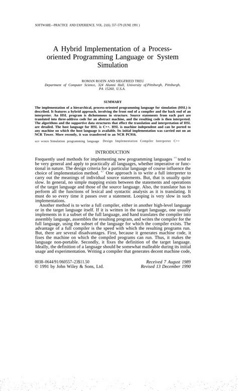 Pdf A Hybrid Implementation Of A Process Oriented Programming