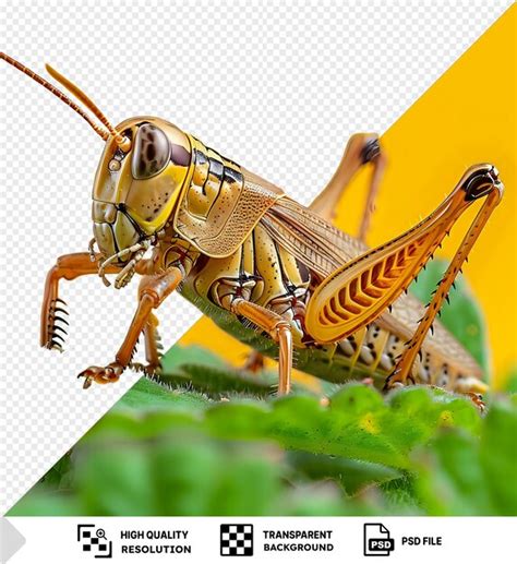 Grasshopper With Brown Color On The Leaves Premium Ai Generated Psd