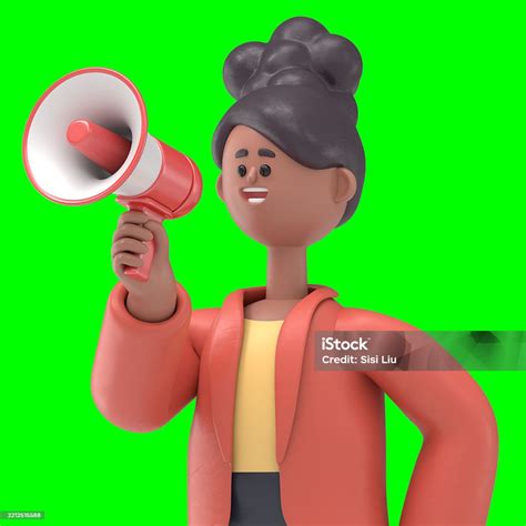 3d Illustration Of African American Woman Coco Doing Announcement With