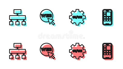 Set Line UI Or UX Design Site Map Web And Graphic And Mobile Apps Icon Vector Stock Vector
