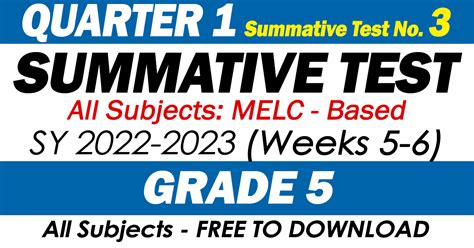 Grade 5 Summative Test No 3 Q1 Week 5 6 Melc Based Free Download Deped Click