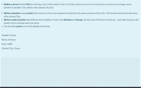 Solved Define A Struct Named City For Storing A Citys
