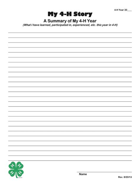 Fillable Online Burnett Uwex My 4 H Story Fax Email Print Pdffiller