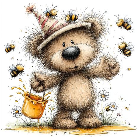 Watercolor Teddy Bear Bee Clipart Bundle 28  Honey Bear Nursery