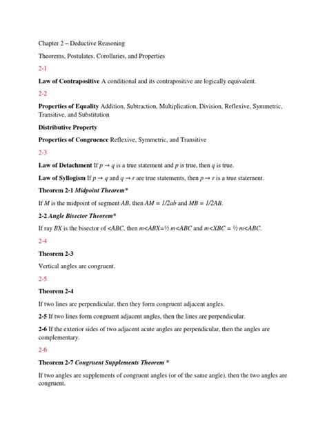 Deductive Reasoning Geometry Postulates Theorems And Properties Pdf