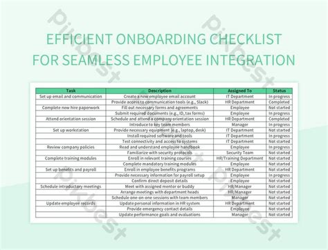 Streamlined Onboarding Checklist For Smooth Employee Integration Excel Template Free Download