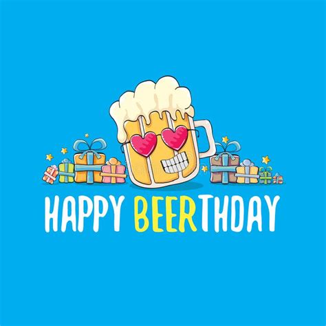 Happy Beerthday Vector Greeting Card Or Print Happy Birthday Party