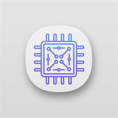 Processor With Electronic Circuits App Icon Ui Ux Interface