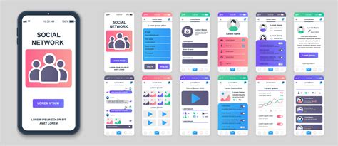 Social Network Mobile App Screens Set For Web Templates Pack Of