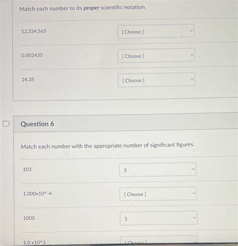 Solved Match Each Number To Its Proper Scientific Notation Chegg