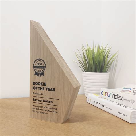 Solid Oak Trophy For Best Employee Player Or Teacher Personalized