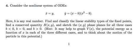 Solved 4 Consider The Nonlinear System Of Odes I Y į