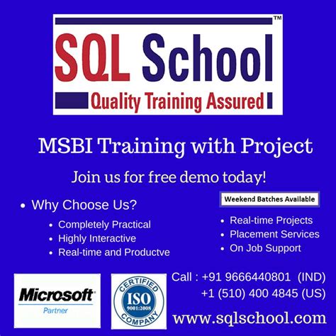 Sql School Sql Server Dev Dba Msbi And Power Bi Training Institute
