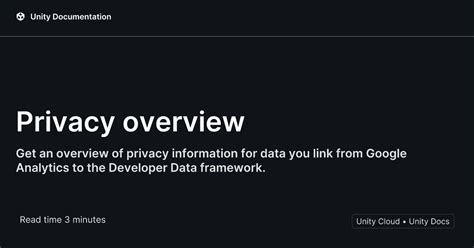 privacy overview unity cloud unity docs