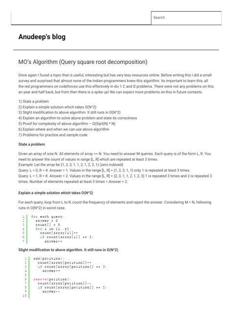 mo s algorithm pdf algorithms array data structure