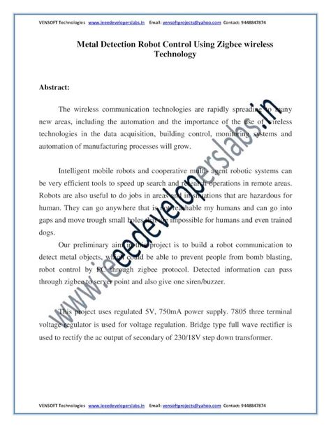 pdf vensoft technologies metal detection robot control using zigbee
