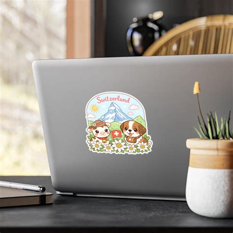 Switzerland Cute Travel Decal Kawaii Swiss Cow Saint Bernard Vinyl