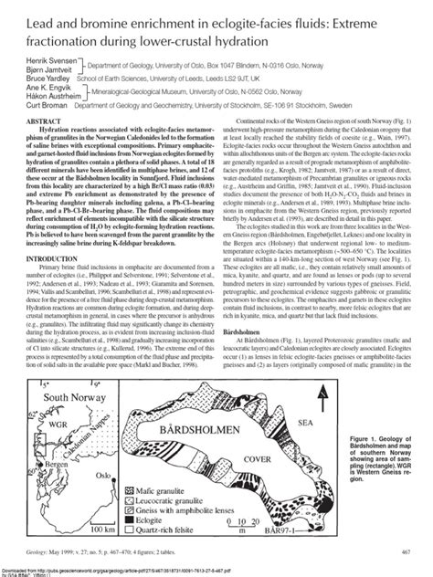 1999 Svensen Geology Lead And Bromine Enrichment In Eclogite Facies