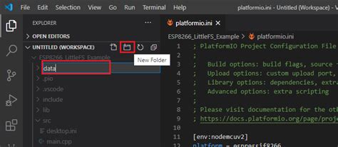 Esp8266 Vs Code Platformio Upload Files To Filesystem Littlefs