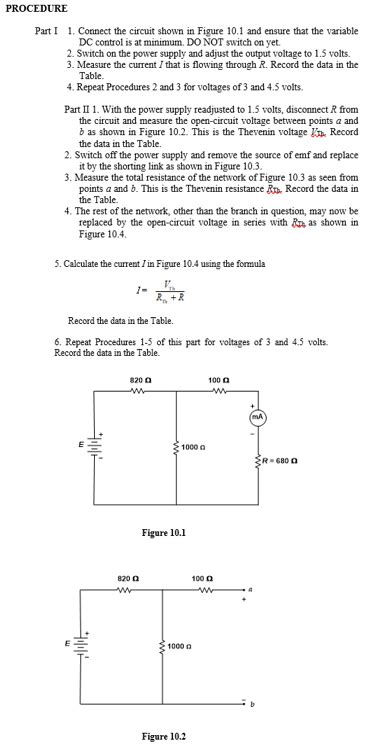 Solved PROCEDURE Part I 1 Connect The Circuit Shown In Chegg Com
