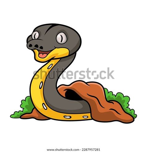 Cute Platinum Titanium Reticulated Python Cartoon Stock Vector Royalty