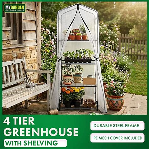 My Garden Greenhouse 4 Tier 58 X 39 X 160 Cm Staging With Shelving Pe