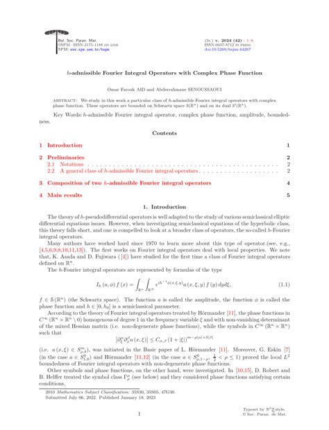 Pdf H Admissible Fourier Integral Operators With Complex Phase Function