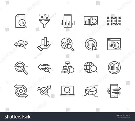간단한 데이터 분석 관련 벡터 선 스톡 벡터로열티 프리 602748734
