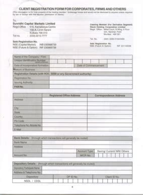 Fillable Online KYC Client Registration Form For Corporates Firms And Suvridhi Fax Email