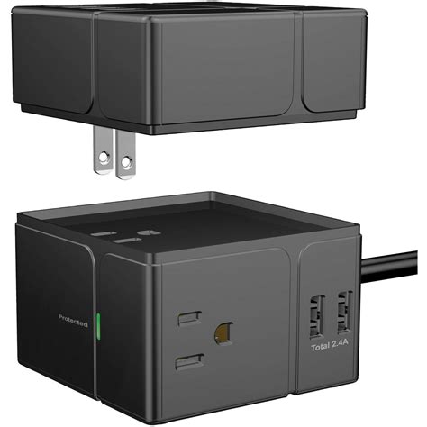Black Power Cube With Surge Protection