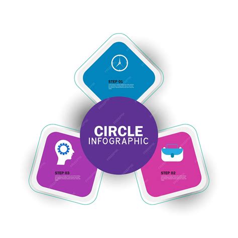 Premium Vector Rounded Rectangle Infographic Template With 3 Step
