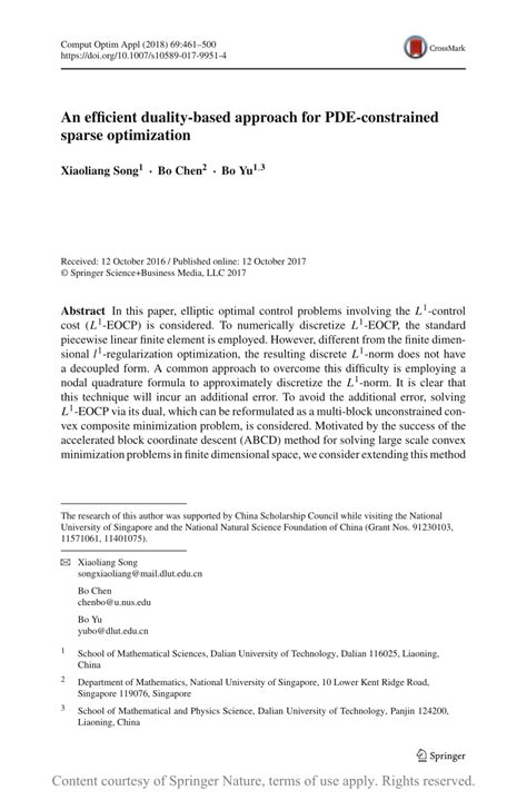 An Efficient Duality Based Approach For Pde Constrained Sparse
